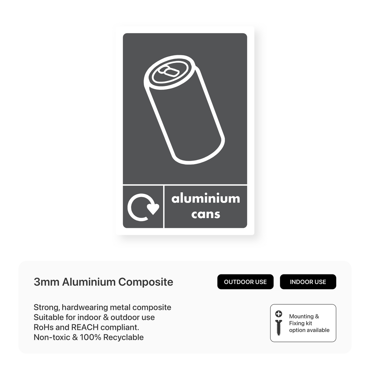 Aluminium Cans Recycling - Portrait Sign – Safety Signs & Stickers