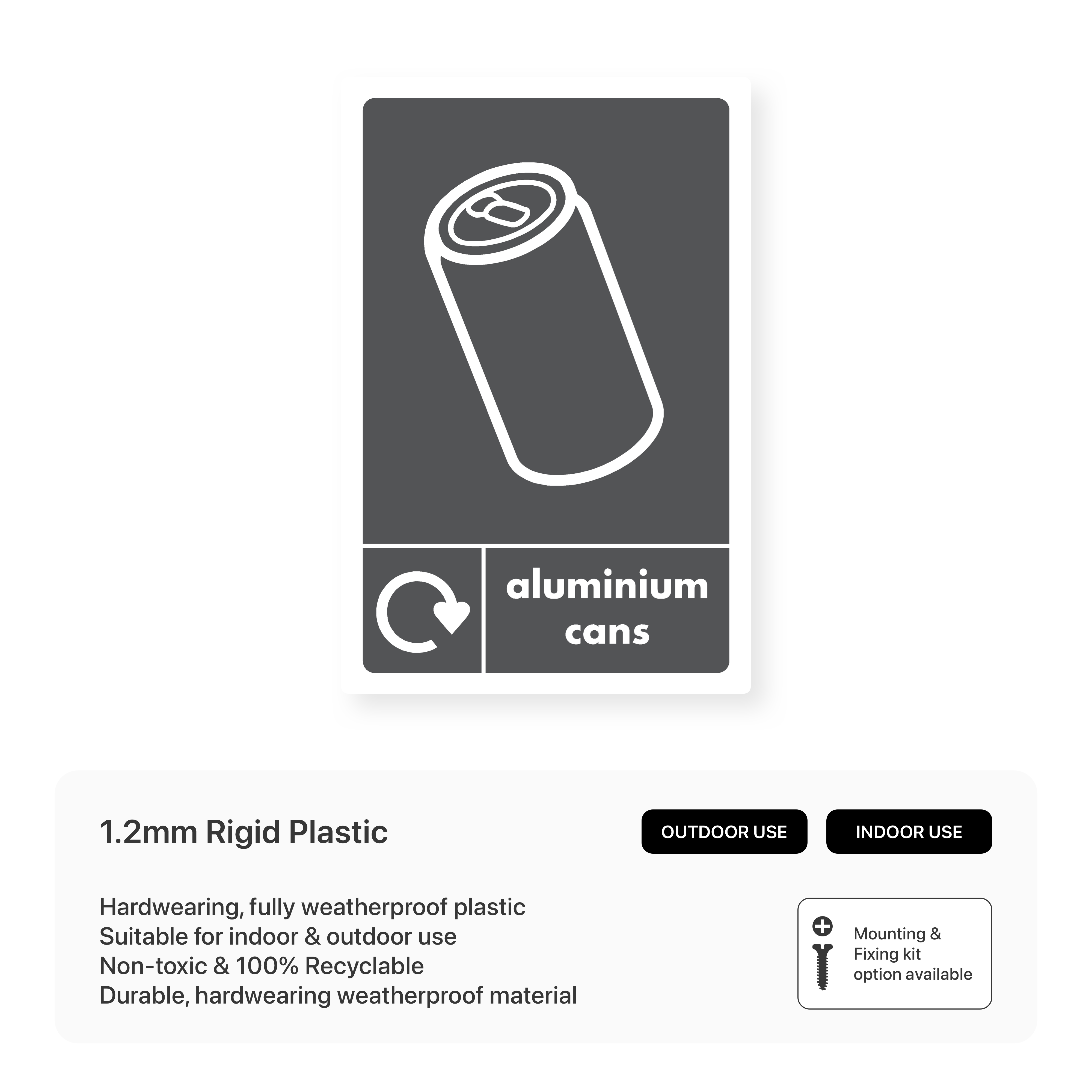 Aluminium Cans Recycling - Portrait Sign – Safety Signs & Stickers
