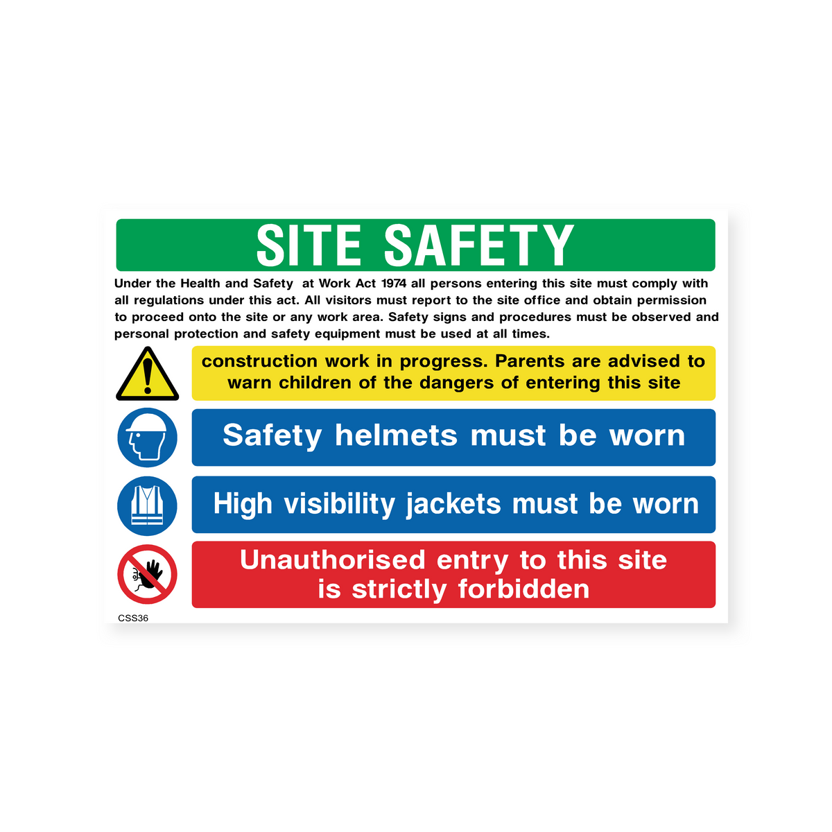 Site Safety - Health & Safety Act 1974 Sign – Safety Signs & Stickers