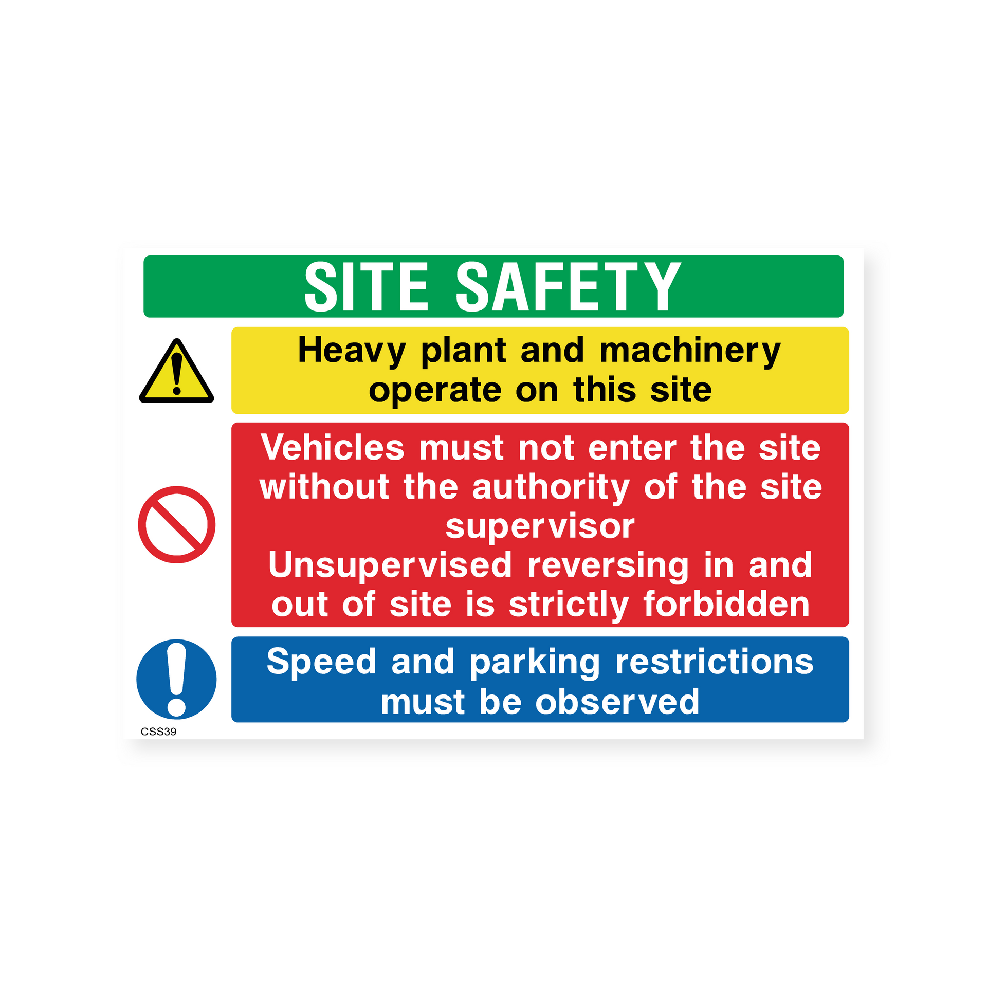 Site Safety - Heavy Plant and Machinery Operate on This Site Sign ...