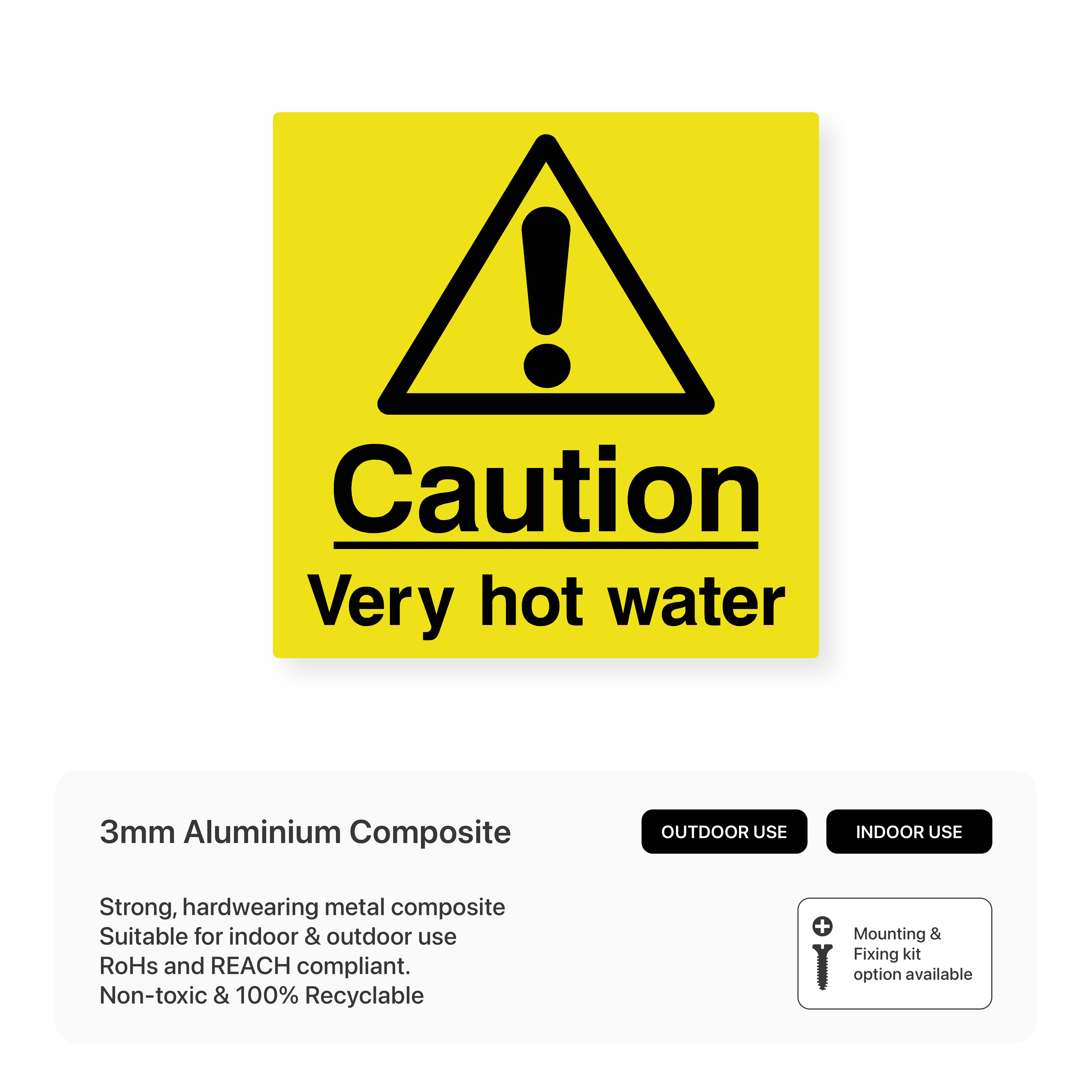 Caution Very Hot Water Sign – Safety Signs & Stickers