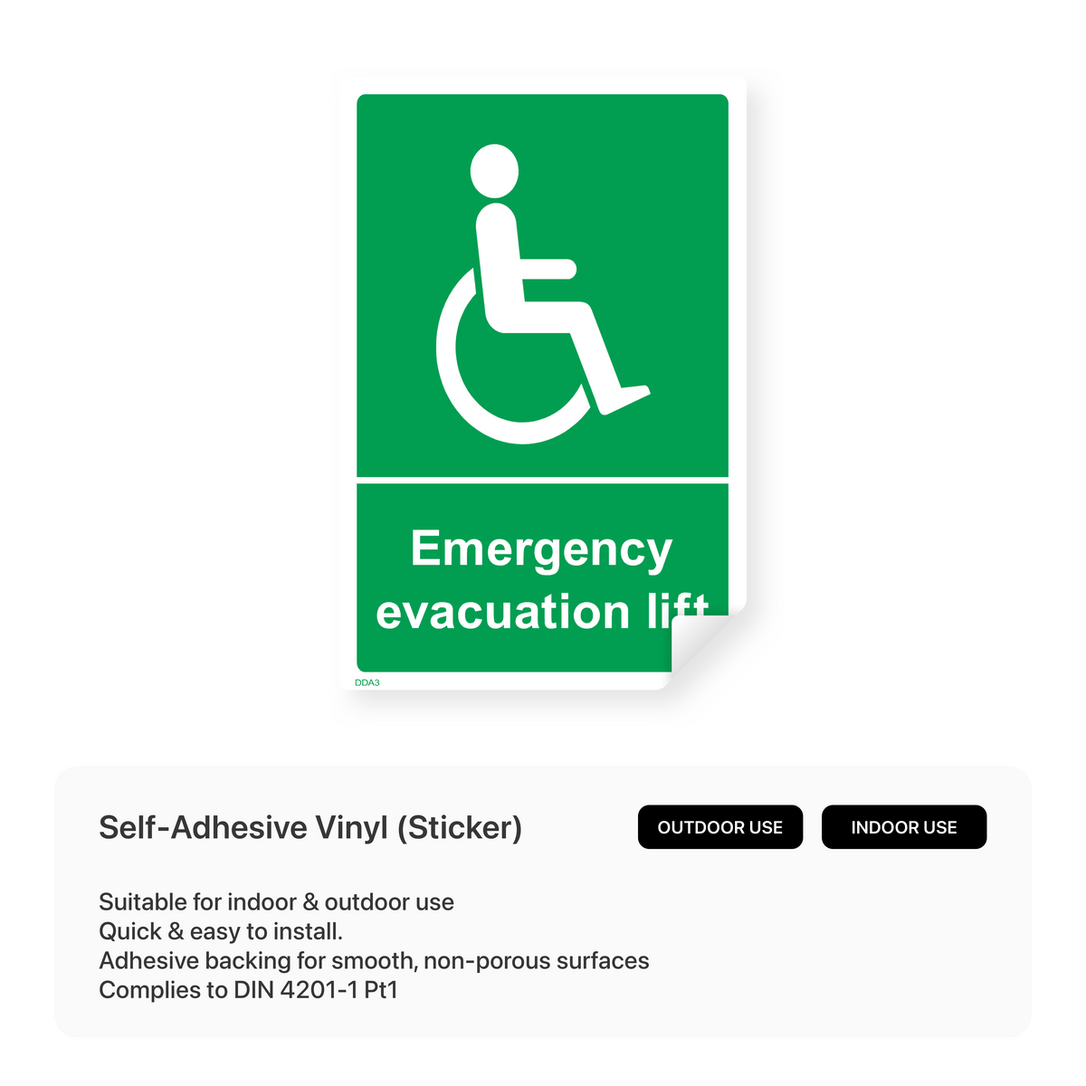 Emergency Evacuation Lift Sign – Safety Signs & Stickers