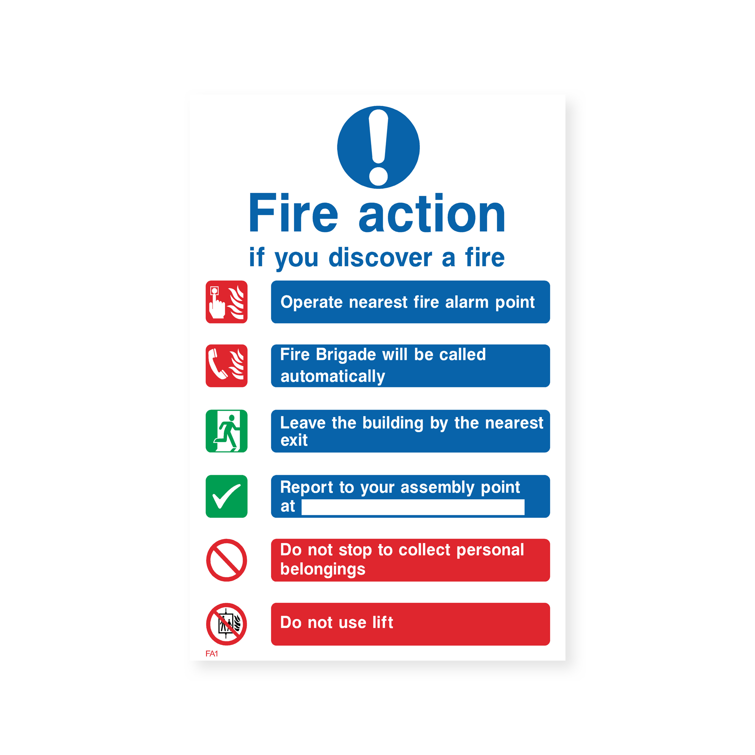 Fire Action - Fire Brigade Called Automatically Sign – Safety Signs ...