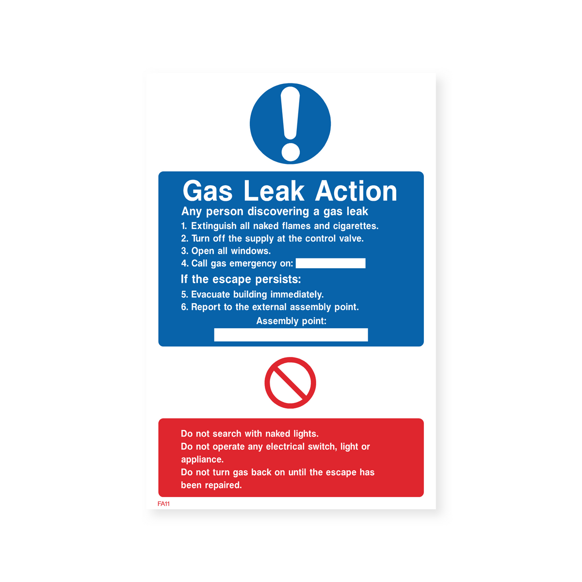 Gas Leak Action Sign – Safety Signs & Stickers