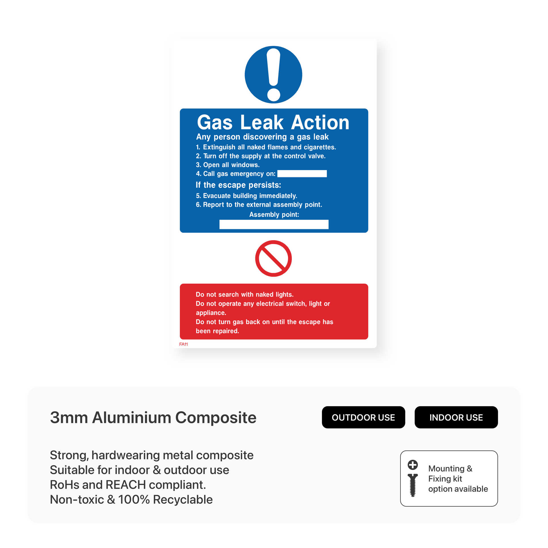 Gas Leak Action Sign – Safety Signs & Stickers