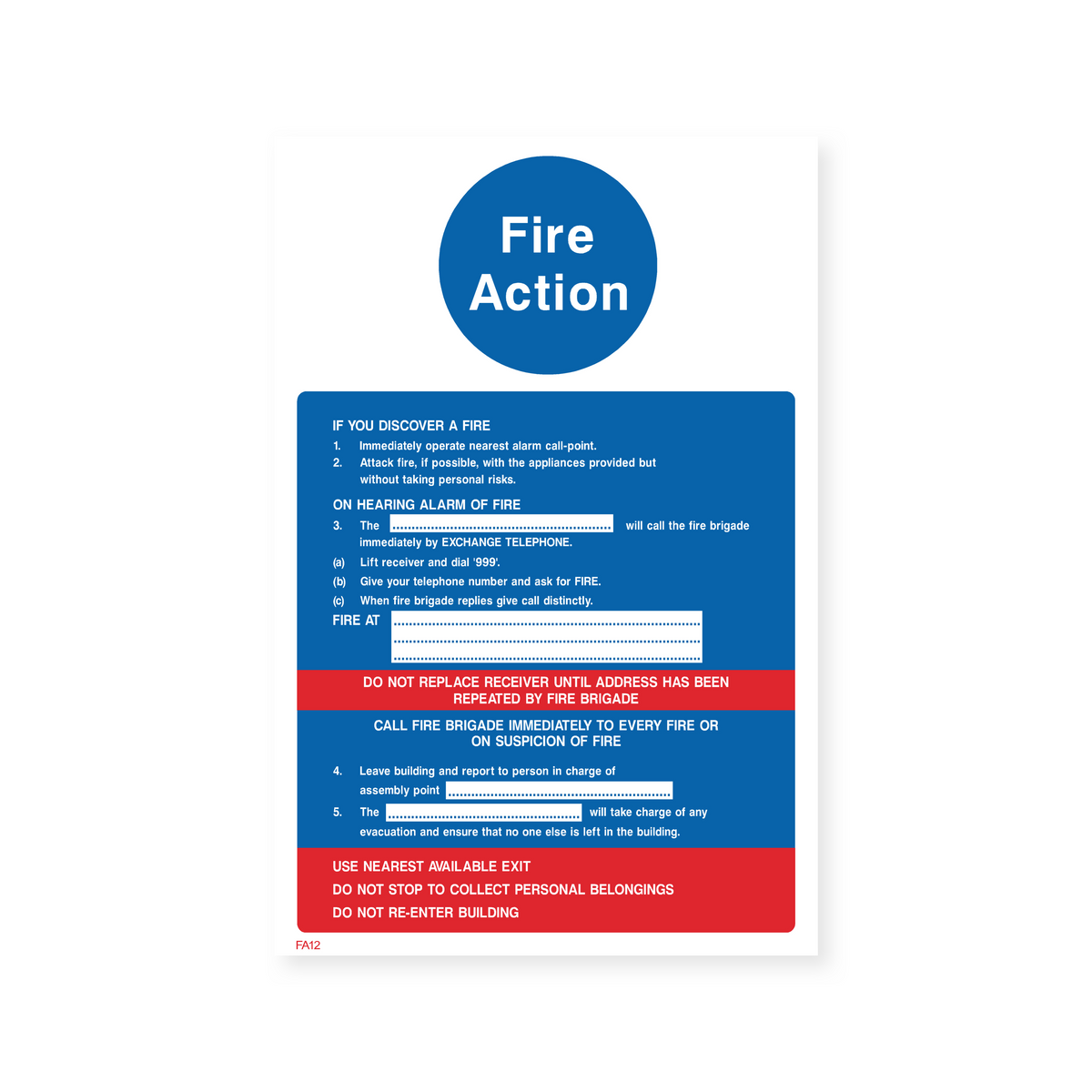 Fire Action - Operate Nearest Alarm Call Point Sign – Safety Signs ...