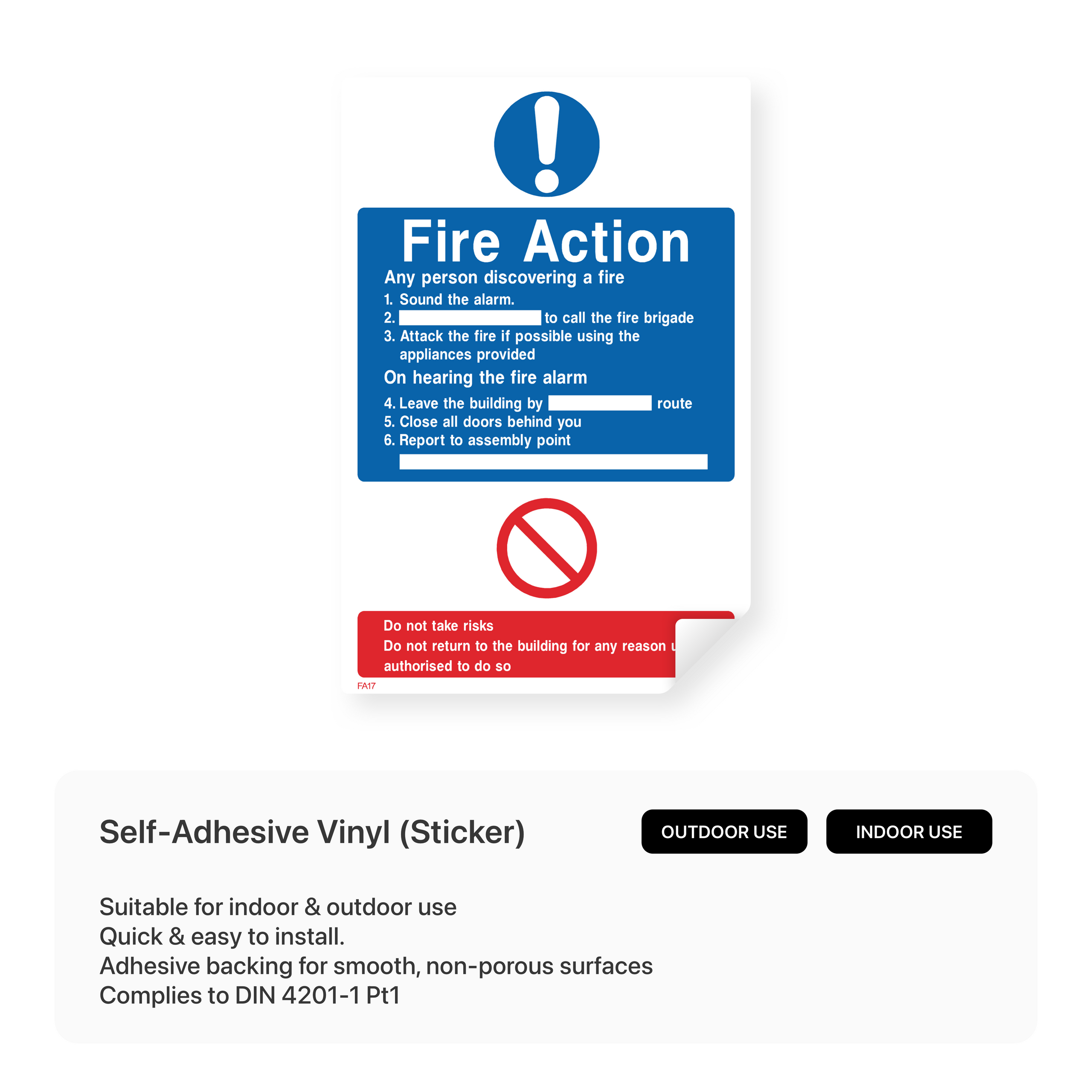 Fire Action – Safety Signs & Stickers