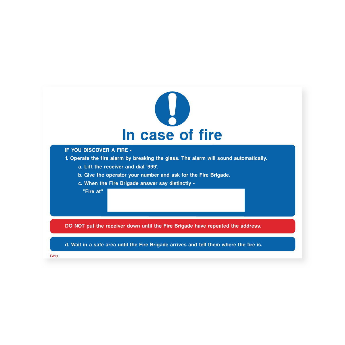 In Case of Fire Sign – Safety Signs & Stickers