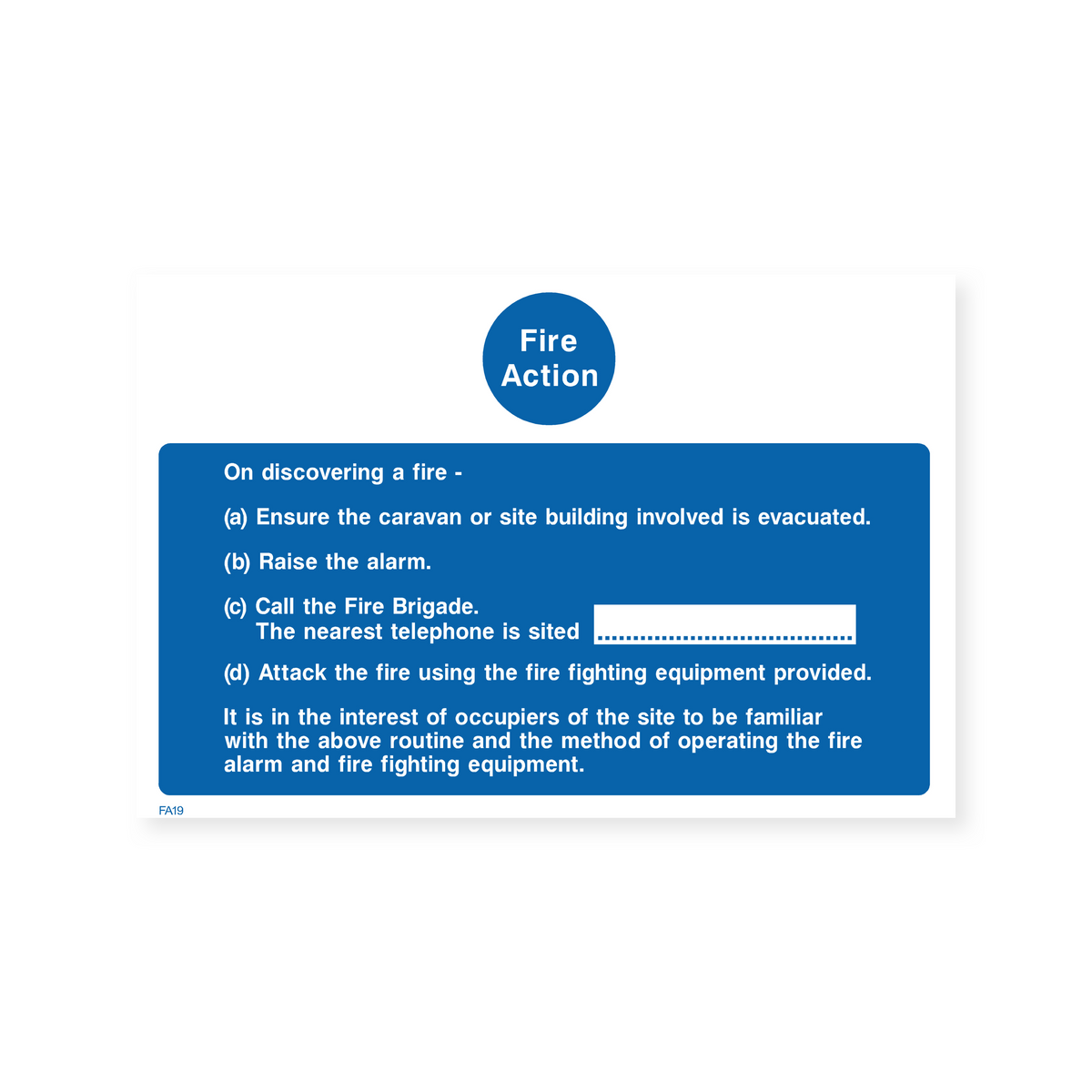 Fire Action - Evacuate Caravans and Site Buildings Sign – Safety Signs ...