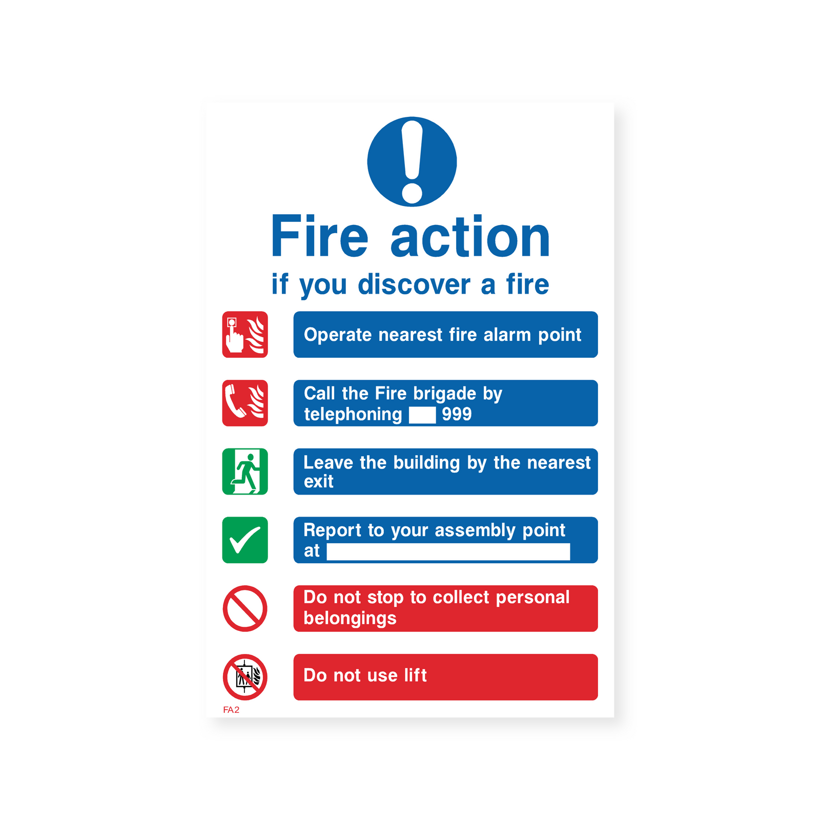 Fire Action - Call the Fire Brigade Sign – Safety Signs & Stickers