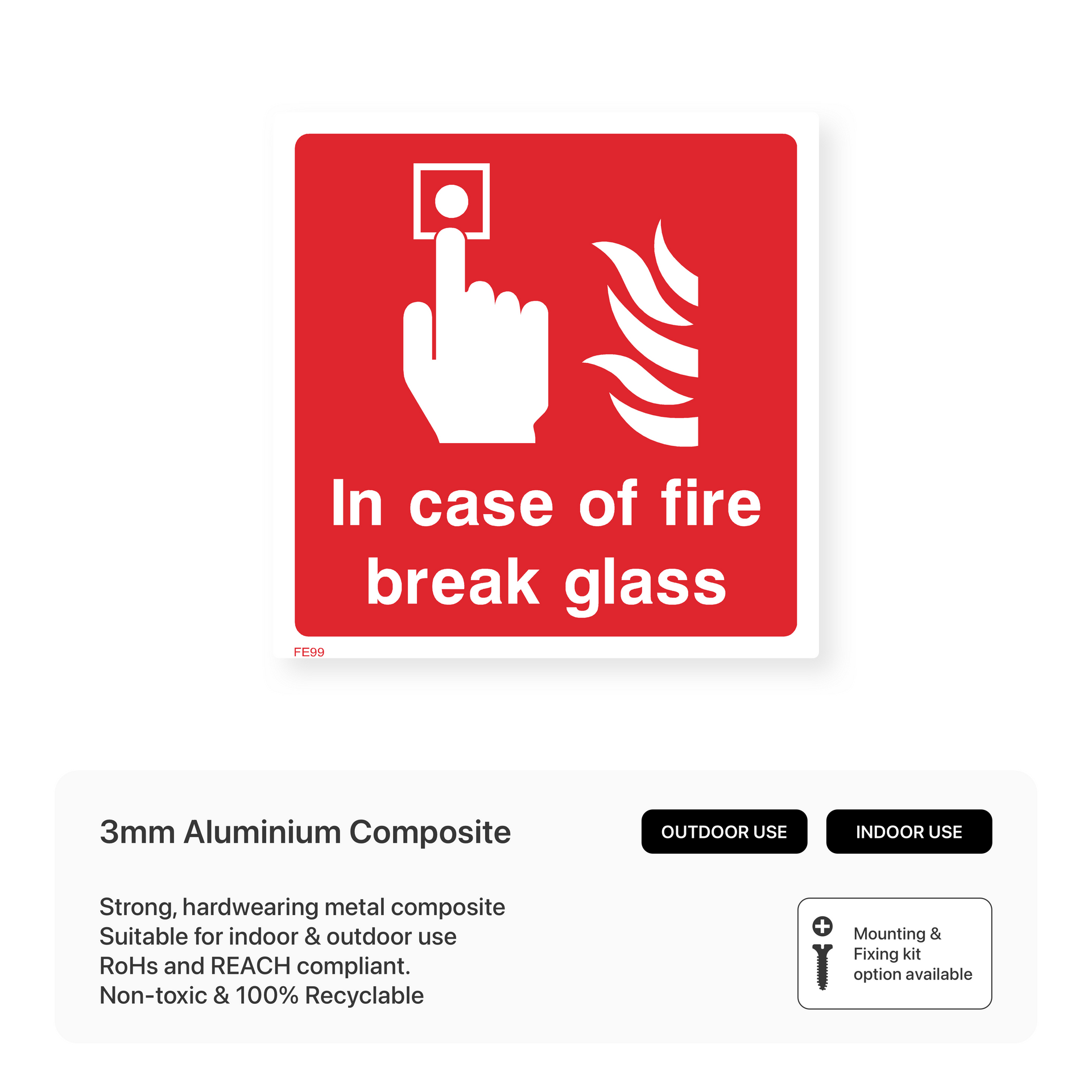 In Case of Fire Break Glass Sign – Safety Signs & Stickers