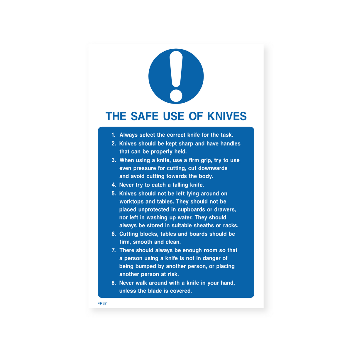The Safe Use of Knives Sign – Safety Signs & Stickers