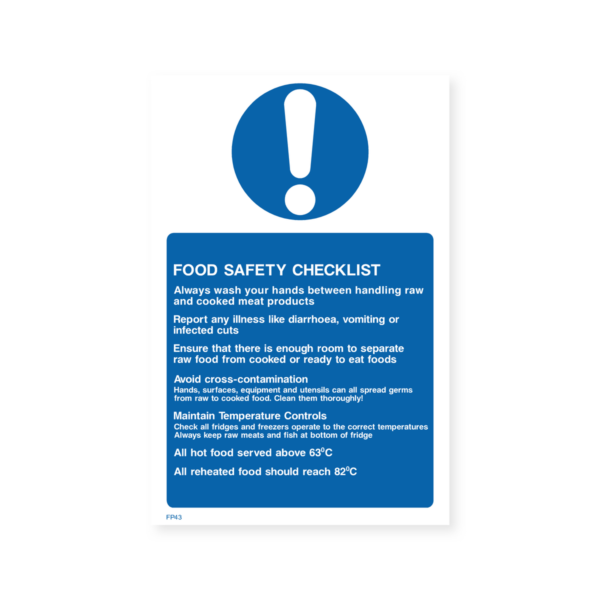 Food Safety Checklist Sign – Safety Signs & Stickers