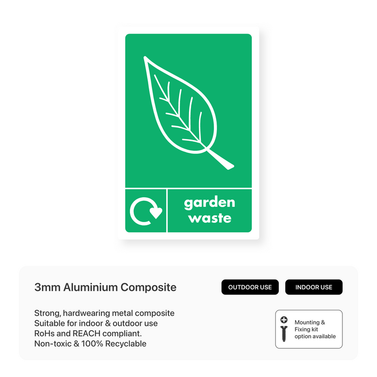 Garden Waste Recycling - Portrait Sign – Safety Signs & Stickers