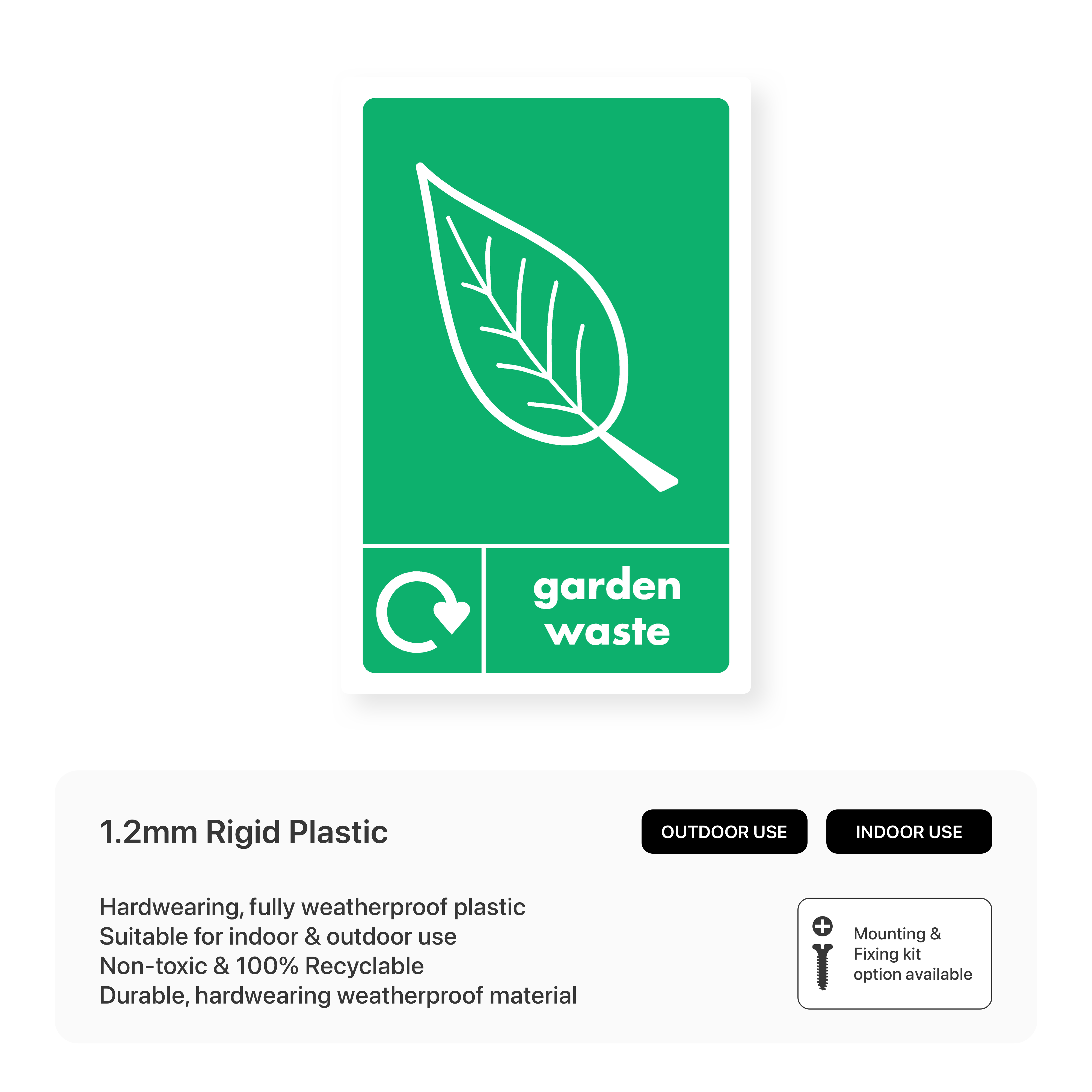 Garden Waste Recycling - Portrait Sign – Safety Signs & Stickers