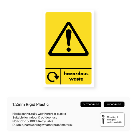 Hazardous Waste Recycling - Portrait Sign – Safety Signs & Stickers