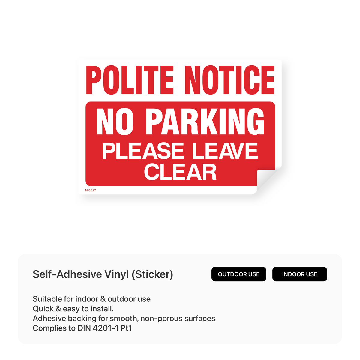 Polite Notice No Parking Sign – Safety Signs & Stickers
