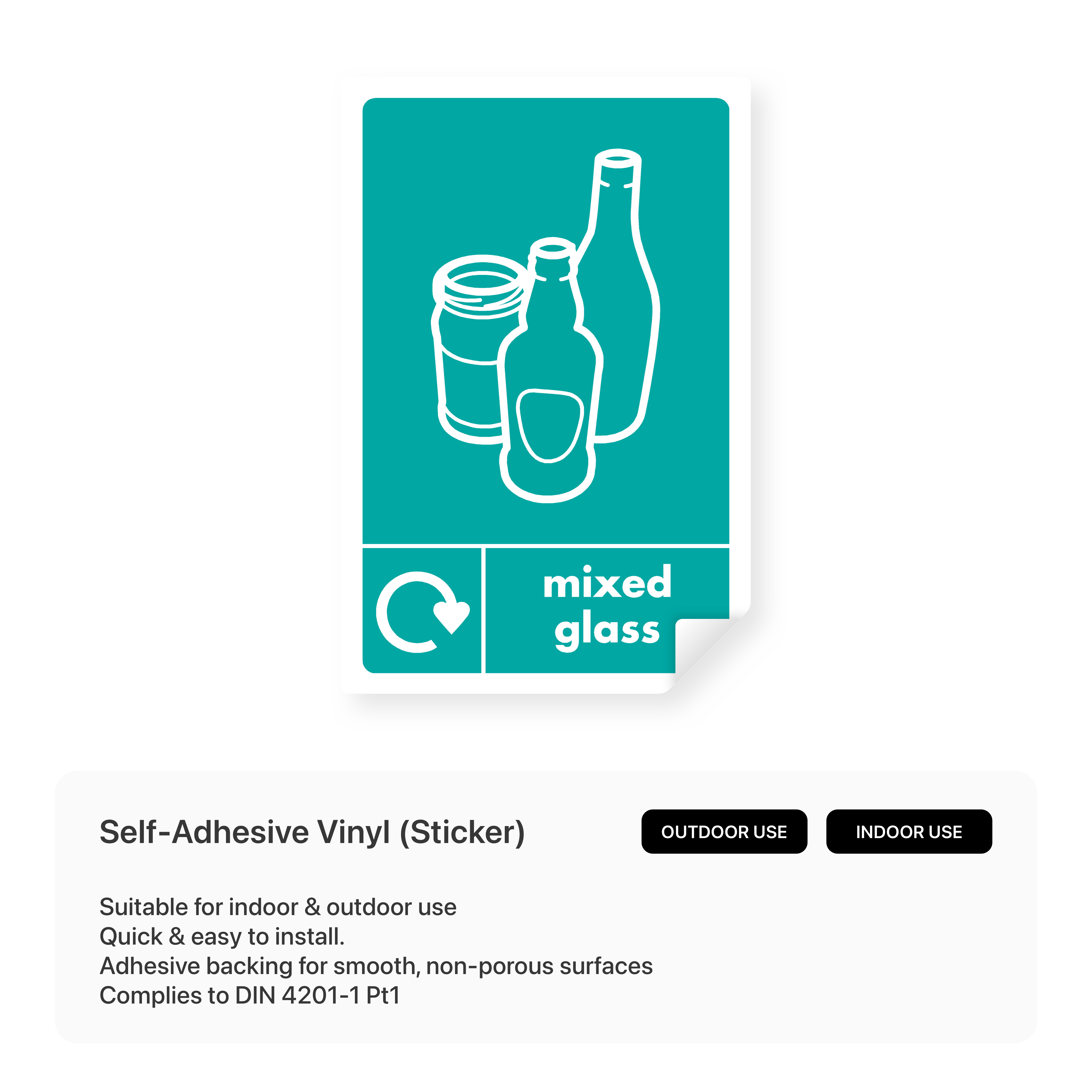 Mixed Glass Recycling - Portrait Sign – Safety Signs & Stickers