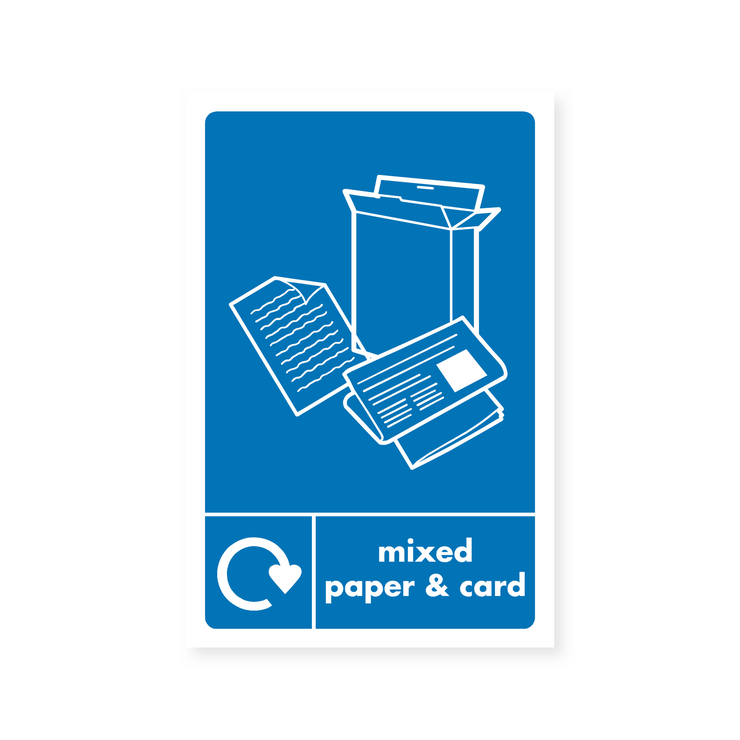 Mixed Paper & Card Recycling - Portrait Sign – Safety Signs & Stickers