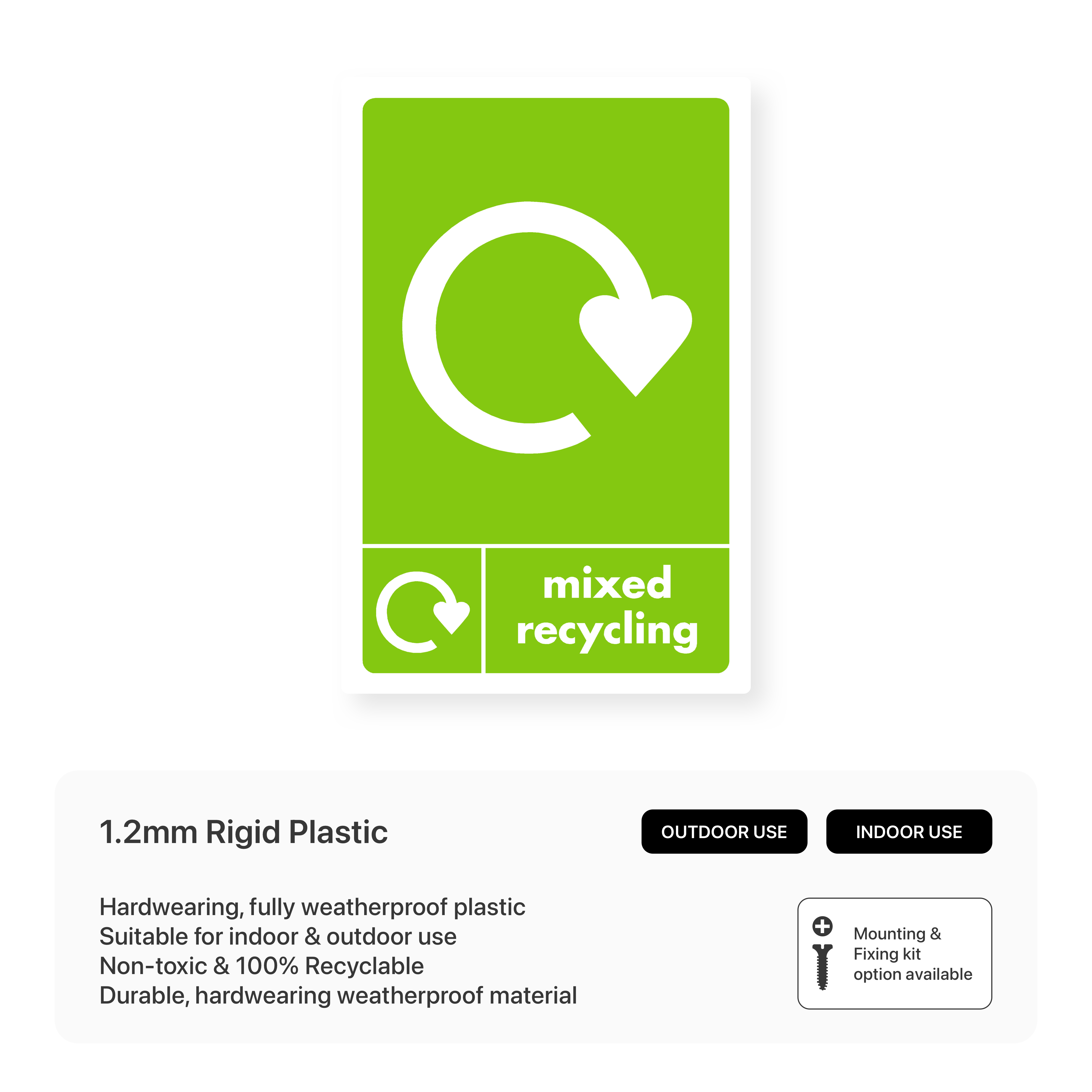 Mixed Recycling - Portrait Sign – Safety Signs & Stickers