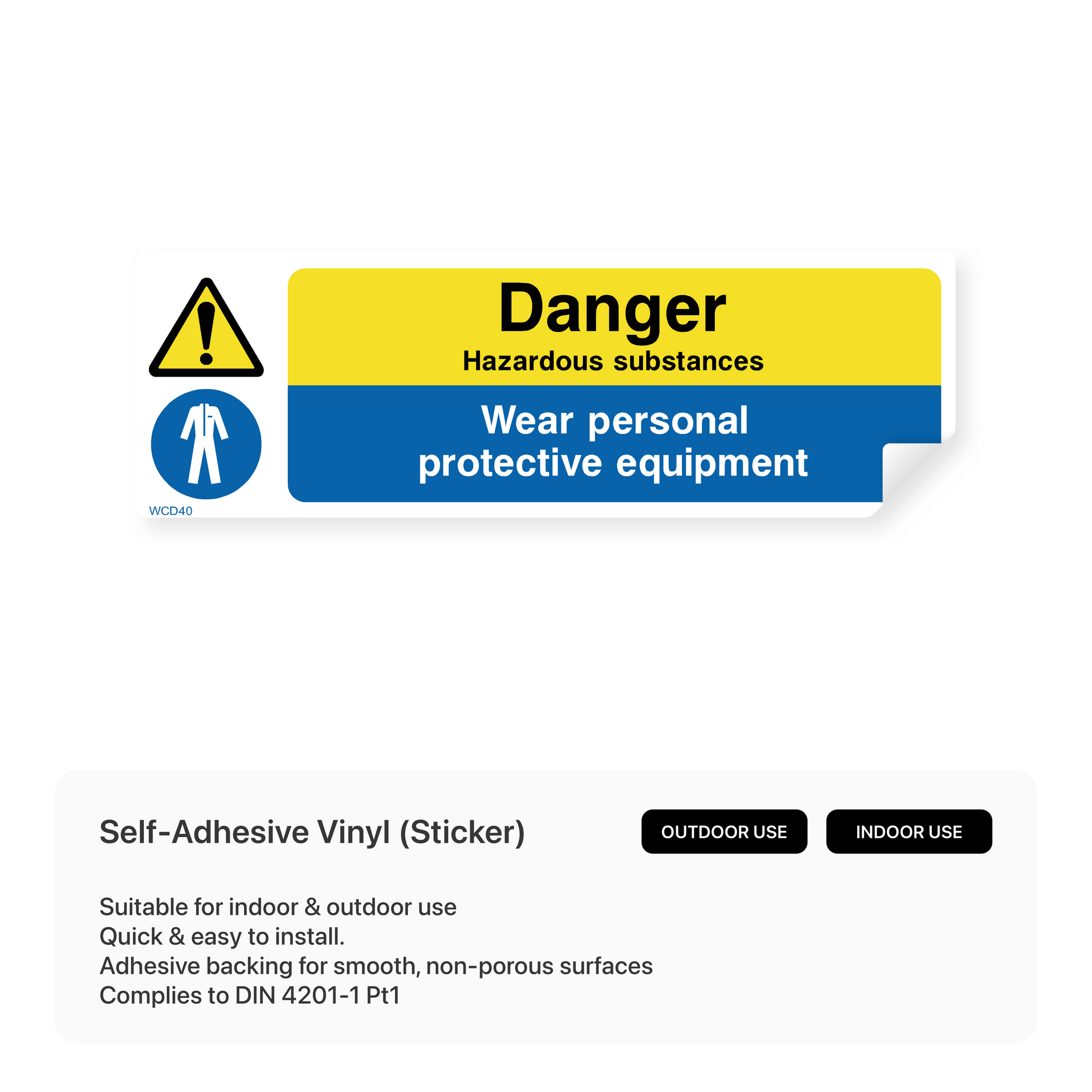 Danger Hazardous Substances - Wear PPE Sign – Safety Signs & Stickers