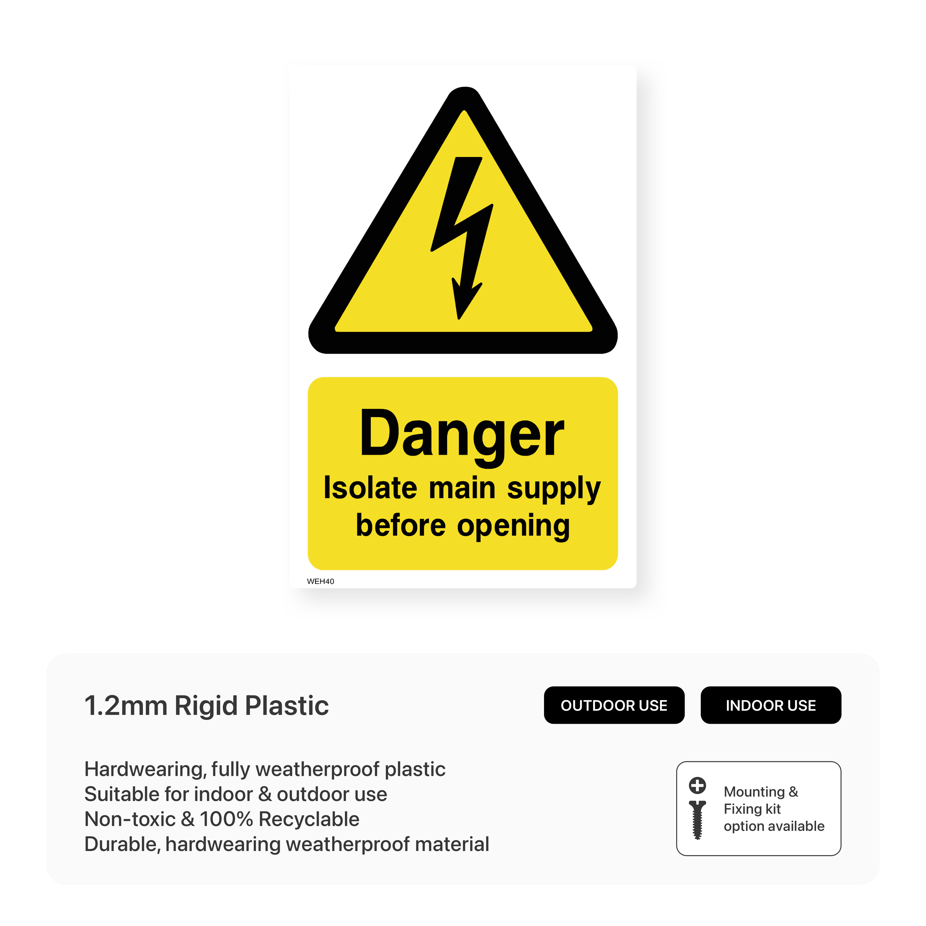 Electrical Hazard – Safety Signs & Stickers