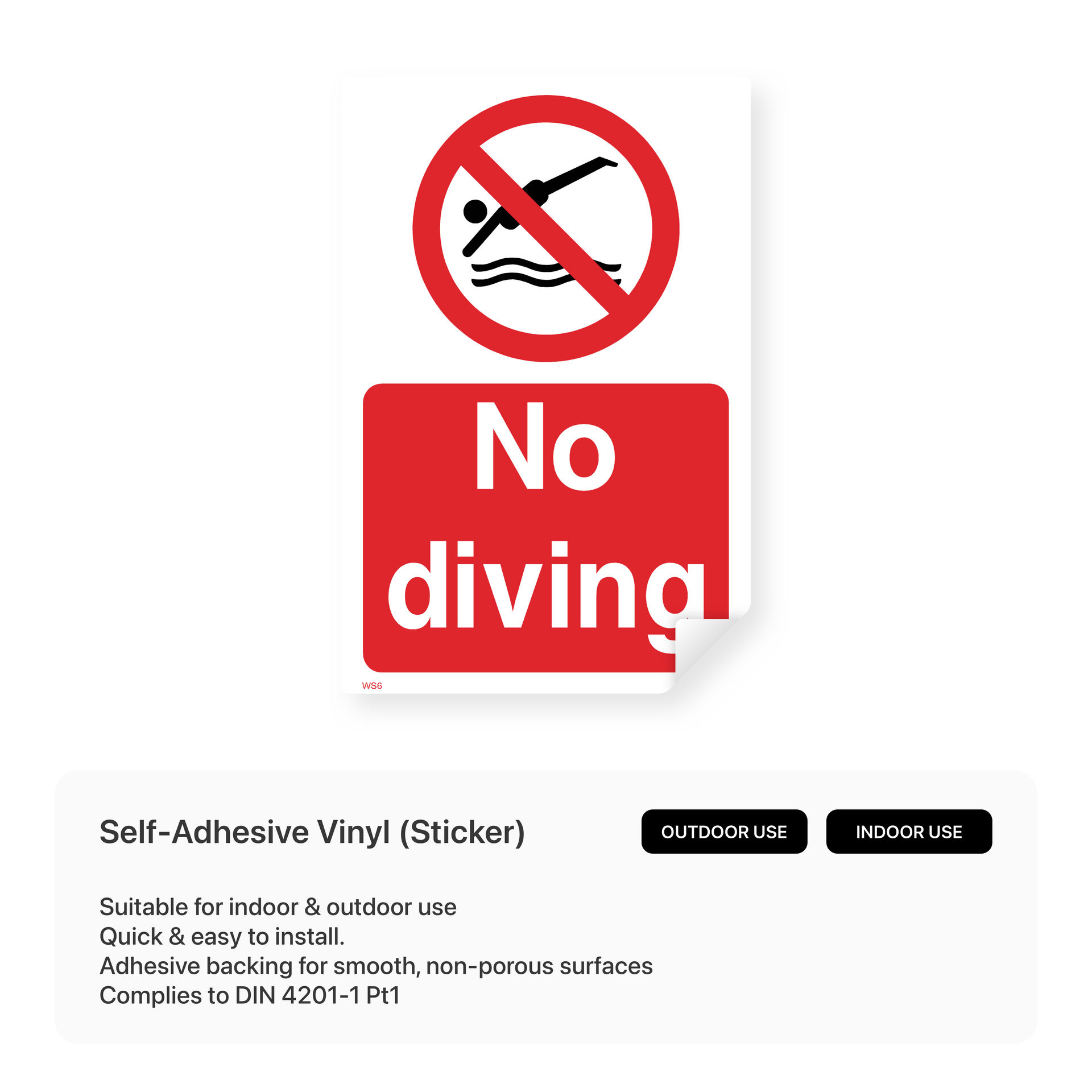 No Diving Sign - Safety Prohibition – Safety Signs & Stickers