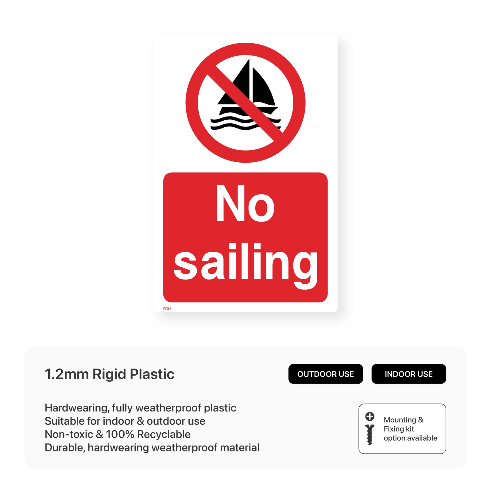 No Sailing Sign - Safety Prohibition – Safety Signs & Stickers